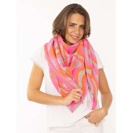Zwillingsherz Dreieckstuch "Happy Waves" in Rosa/ Orange/ Beige - (L)200 x (B)130 cm - 25% | Damen-schals-tuecher