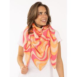 Zwillingsherz Dreieckstuch "Happy Waves" in Rosa/ Orange/ Beige - (L)200 x (B)130 cm - 35% | Damen-schals-tuecher