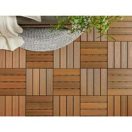 Terrassenfliese, Teak, Metall, Kunststoff, Holzwerkstoff, 30x2.4x30 cm, SGS-gepr&uuml;ft, formstabil, witterungsbest&auml;ndig, UV-best&auml;ndig, lichtunempfindlich, Gartenzubeh&ouml;r, Terrassen- & Balkonb&ouml;den, Terrassenfliesen
