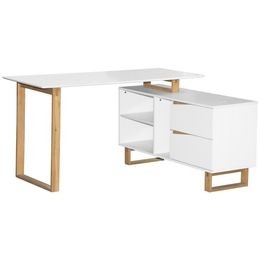 Venda Eckschreibtisch, Wei&szlig;, Eiche, Holz, Holzwerkstoff, Eiche, massiv, 2 Schublade(n) Schubladen, rechteckig, eckig, 120x75x140 cm, Bsci, Stauraum, Arbeitszimmer, Schreibtische, Eckschreibtische