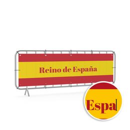 Absperrgitter Banner "Spanien" personalisierbar | Mit Wunschtext | 215 x 73 cm | Werbeartikel WM & EM | Bannerwerbung online selbst gestalten