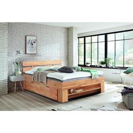 Livetastic Stauraumbett, Buche, Holz, Kernbuche, massiv, 4 Schublade(n) Schubladen, 140x200 cm, in verschiedenen Holzarten erh&auml;ltlich, Schlafzimmer, Betten, Stauraumbetten