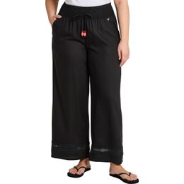 sheego Damen Schlupfhose mit Spitze am Saum schwarz Gr&ouml;&szlig;e 46