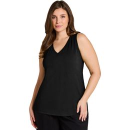 sheego Damen Shirttop mit Bindeband im Nacken schwarz Gr&ouml;&szlig;e 54