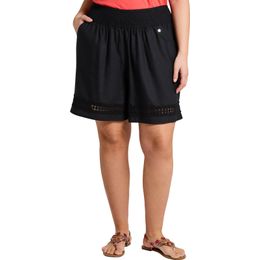 sheego Damen Shorts mit Lochspitze am Saum schwarz Gr&ouml;&szlig;e 46