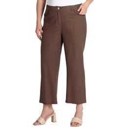 sheego Damen Leinen-Mix-Hose schoko Gr&ouml;&szlig;e 44
