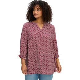 sheego Damen Tunika mit Ornamentprint ecru-bordeaux-bedruckt Gr&ouml;&szlig;e 48