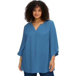 sheego Damen Tunika mit Rundhalsausschnitt und V-Schlitz topas Gr&ouml;&szlig;e 50