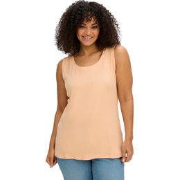 sheego Damen Tanktop mit Ajourtape am Ausschnitt apricot Gr&ouml;&szlig;e 54