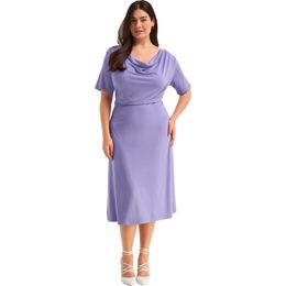 sheego Damen Jerseykleid mit Wasserfall-Ausschnitt lavendel Gr&ouml;&szlig;e 40