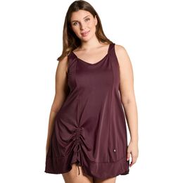 sheego Damen Badekleid mit Raffung am Saum burgund Gr&ouml;&szlig;e 52C