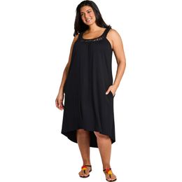 sheego Damen Jerseykleid mit raffiniertem Ausschitt schwarz Gr&ouml;&szlig;e 58