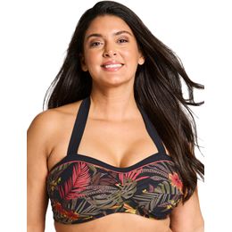 sheego Damen Bikini-Oberteil mit tropischem Print und Neckholder-Tr&auml;gern schwarz-burgund-bedruckt Gr&ouml;&szlig;e 52B