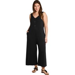 sheego Damen Jumpsuit mit kurzer Knopfleiste schwarz Gr&ouml;&szlig;e 44