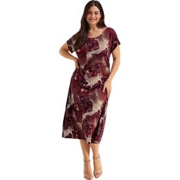 sheego Damen Jerseykleid mit tiefem V-Ausschnitt hinten schoko-apricot-bedruckt Gr&ouml;&szlig;e 42
