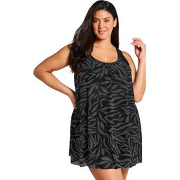 sheego Damen Tankini-Oberteil in A-Linie schwarz-wei&szlig;-bedruckt Gr&ouml;&szlig;e 46C