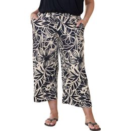 sheego Damen Druckhose In Culotte-Form schwarz-sand-bedruckt Gr&ouml;&szlig;e 46