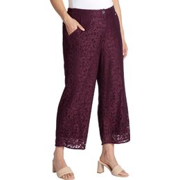 sheego Damen Hose mit rundum Spitze burgund Gr&ouml;&szlig;e 52