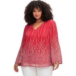 sheego by Joe Browns Damen Tunika aus Chiffon, mit Untershirt rot-gemustert Gr&ouml;&szlig;e 48