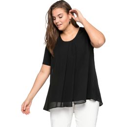 sheego Damen Blusenshirt im Lagenlook schwarz Gr&ouml;&szlig;e 52