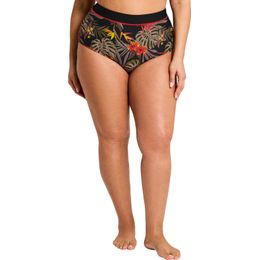 sheego Damen Badehose schwarz-burgund-bedruckt Gr&ouml;&szlig;e 40