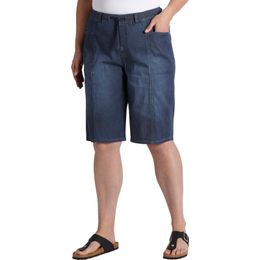 sheego Damen Jeansbermudas mit Rundum-Dehnbund dark blue Gr&ouml;&szlig;e 44