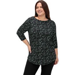 sheego Damen 3/4-Arm-Shirt mit Minimalprint schwarz-gemustert Gr&ouml;&szlig;e 40/42