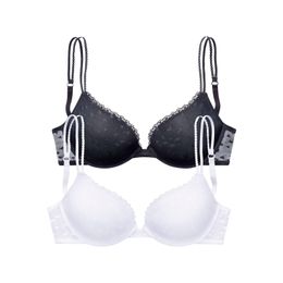 Damen Push-up-BH wei&szlig; + schwarz Gr&ouml;&szlig;e 75AA