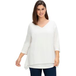 sheego Damen Blusenshirt mit Zipfelsaum offwhite Gr&ouml;&szlig;e 56/58
