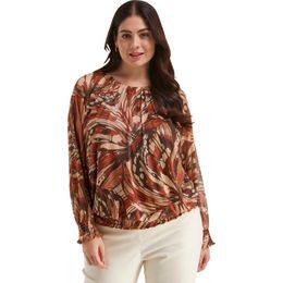 sheego Damen Shirt aus Mesh, mit Schmetterlingsprint schoko-sand-bedruckt Gr&ouml;&szlig;e 52/54