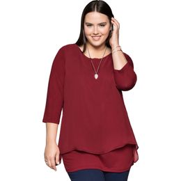 sheego Damen Blusenshirt mit Zipfelsaum rubinrot Gr&ouml;&szlig;e 52/54