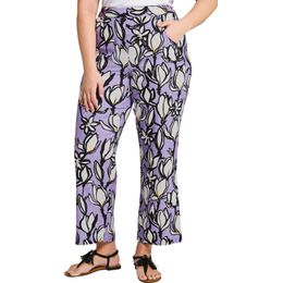 sheego Damen 7/8-Hose mit 4 Taschen flieder-ecru-bedruckt Gr&ouml;&szlig;e 58