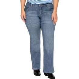 sheego Damen Bootcut-Jeans mit Used-Effekten blue denim Gr&ouml;&szlig;e 58