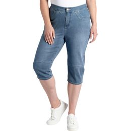 sheego Damen Caprijeans in leichter Waschung blue-bleached Gr&ouml;&szlig;e 46