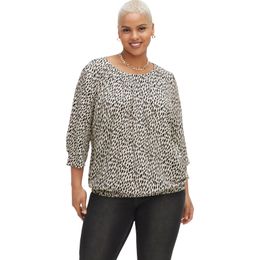 sheego Damen Tunika mit Animal-Print ecru bedruckt Gr&ouml;&szlig;e 46