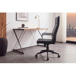 Riess Ambiente H&ouml;henverstellbarer B&uuml;rostuhl LAZIO schwarz Kunstleder drehbar mit Rollen Riess-Ambiente Industrie & Loft Modern