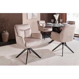 Riess Ambiente Drehbarer Stuhl PROMETHEUS beige Vogue Velours Samt Taschenfederkern Metallgestell Polsterstuhl Riess-Ambiente Esszimmerstuhl K&uuml;chenstuhl Industrie...