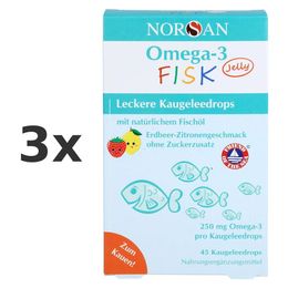 3x Norsan Omega-3 Fisk Jelly f.Kinder Dragees 45 St