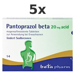 betapharm 5x Pantoprazol beta 20 mg acid magensaftres.Tabletten 14 St