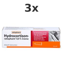 3x HYDROCORTISON-ratiopharm 0,5% Creme 30 g