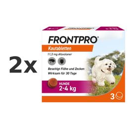 2x Frontpro Kautabletten Hund 2-4 kg 6 St gegen Zecken und Fl&ouml;he 3 St