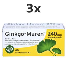 HERMES Arzneimittel 3x GINKGO-MAREN 240 mg Filmtabletten 60 St