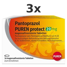 3x Pantoprazol Puren protect 20 mg magensaftres.Tabl. 14 St
