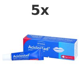 STADA 5x Aciclostad Creme gegen Lippenherpes 2 g