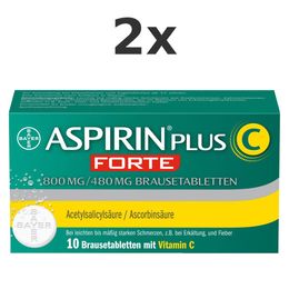 BAYER 2x Aspirin plus C forte 800 mg/480 mg Brausetabletten Set 10 St