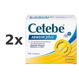 STADA 2x Cetebe Abwehr plus Vitamin C+Vitamin D3+Zink Kaps. 120 St