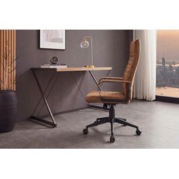Riess Ambiente H&ouml;henverstellbarer B&uuml;rostuhl LAZIO vintage braun Microfaser drehbar mit Rollen Riess-Ambiente