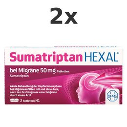 HEXAL&reg; 2x Sumatriptan HexaI bei Migr&auml;ne 50 mg Tabletten Set 2 St