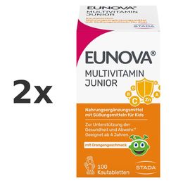 STADA 2x Eunova Junior Kautabletten m.Orangengeschmack Set 100 St