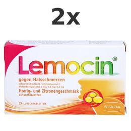 STADA 2x Lemocin gegen Halsschmerzen Honig-u.Zitroneng.Lut. Set 24 St